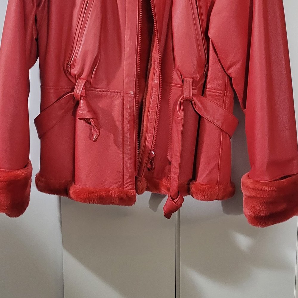 Super Cute Fully Lined Red Ladies Bomber Jacket - Gem